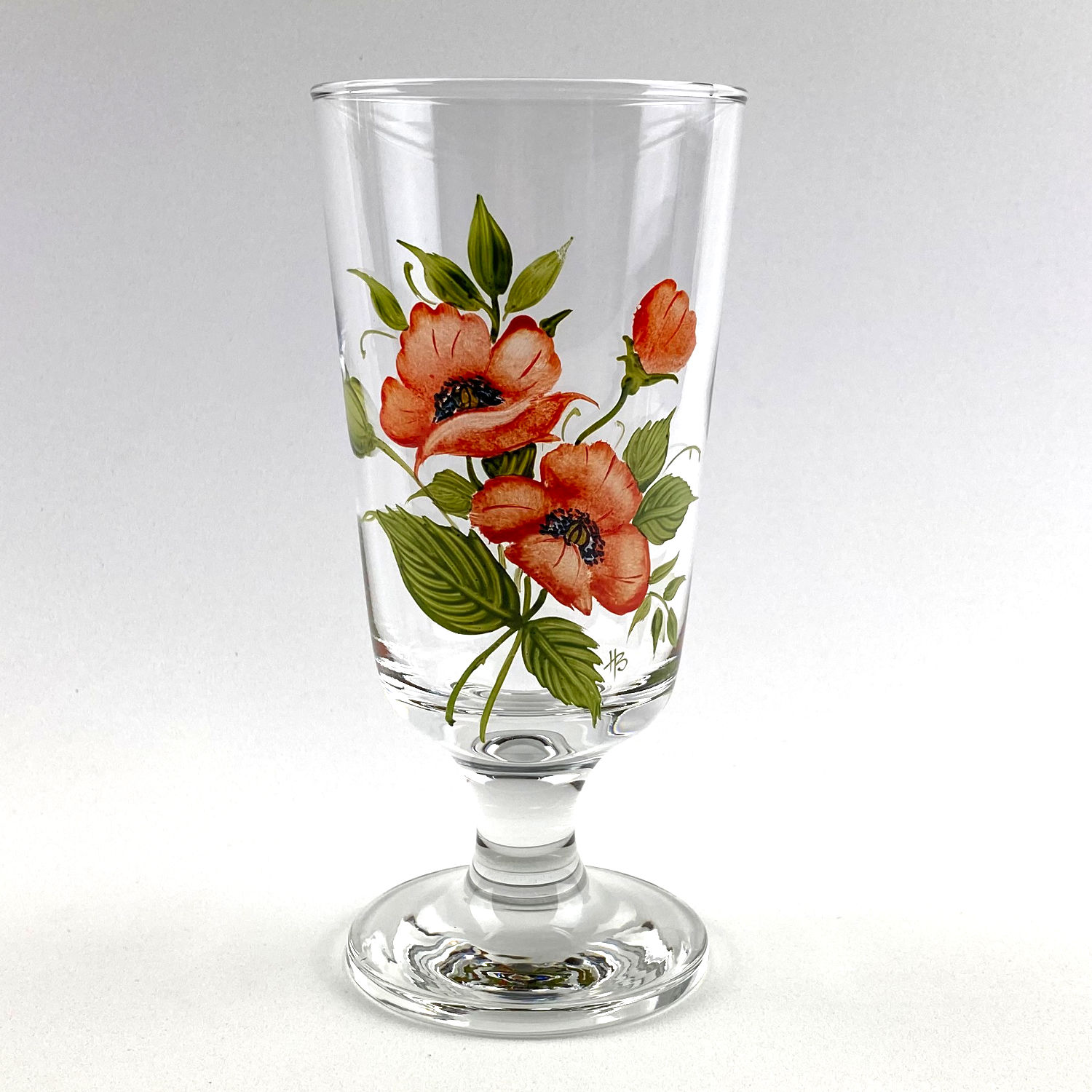 Universal-Glas auf Fuß mit handgemalten Blumen-Dekor - Hirtreiter ...